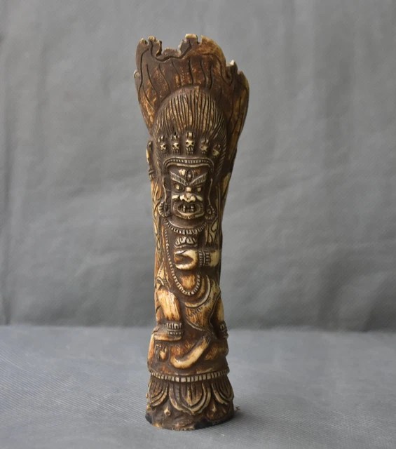 6 &ANCIENNE STATUE tibétaine de mahabharata Qi Temple de fleurs sculptées EUR 238,80 - PicClick FR