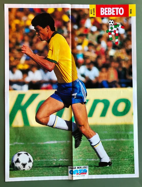 FOOTBALL POSTER DE BEBETO (BRÉSIL VASCO DE GAMA) MONDIALE ITALIA 1990 ...