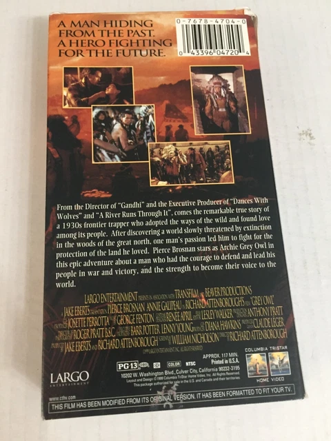 GREY OWL PIERCE Brosnan VHS tape Ships Free Same Day With Tracking £8. ...