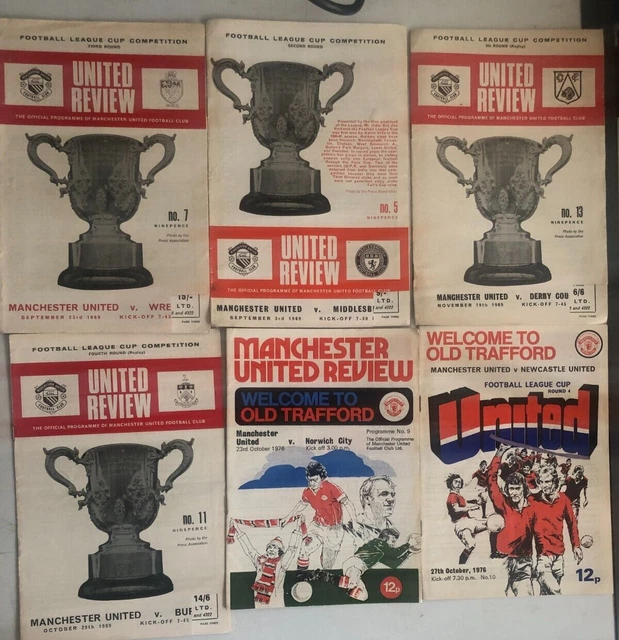 6 X MAN UNITED REVIEW / PROGRAMME - 1969 -1976 £9.03 - PicClick UK