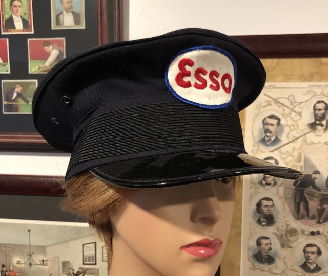 VINTAGE COLLECTIBLE ESSO Oil Service Gas Station Uniform Hat Cap Patch ...