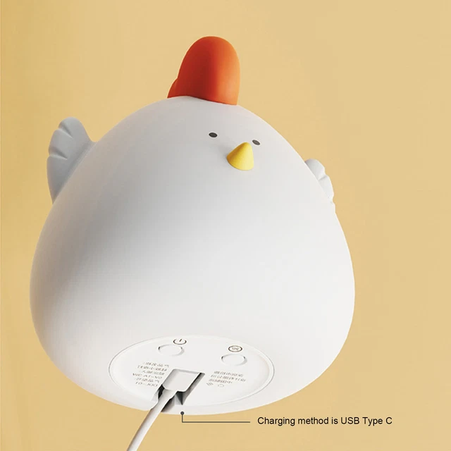 3 GEARS BEDSIDE Night Light Cartoon Chicken Shape Silicone ABS USB ...