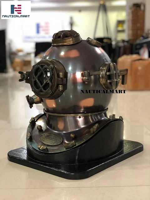 CASQUE DE PLONGEUR de plongée antique en laiton de la marine américaine... EUR 315,76 - PicClick FR