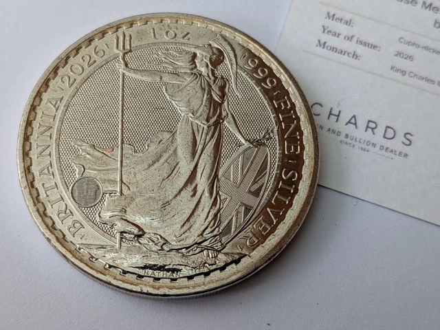 RARE ERROR BRITANNIA 2026 1oz Silver Struck on 28.2g Cu-Ni Blank Royal ...