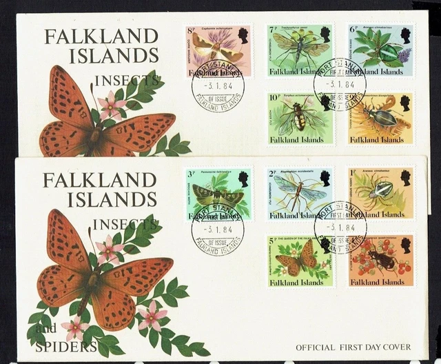 FALKLAND ISLANDS: 1984, Insects and Spiders, definitive set on 3 FDCs ...