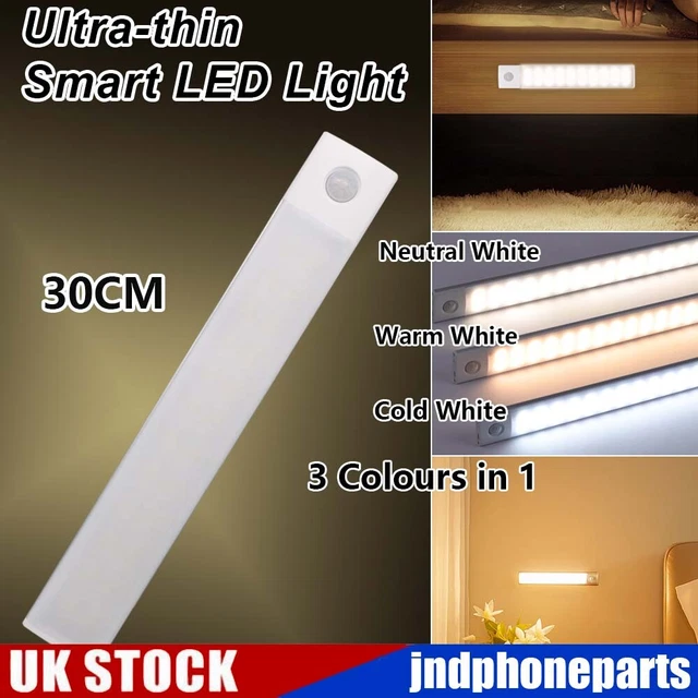 30CM RECHARGEABLE LED Under Cabinet Lights Motion Kitchen Cupboard Lamp ...