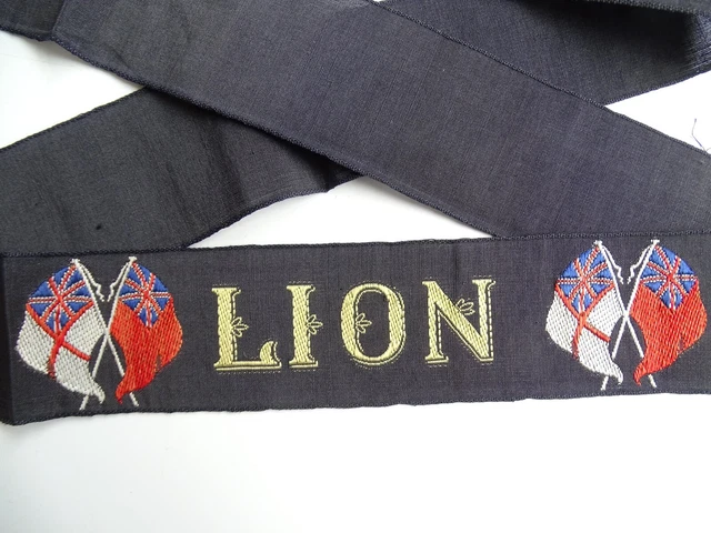 HMS LION BRITISH Royal Navy Light Cruiser Ships Fine Cap Tally £18.00 ...