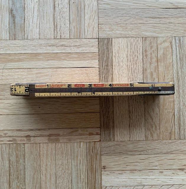 VINTAGE RED END 72" Lufkin X46F Wooden Folding Ruler Extension Rule ...