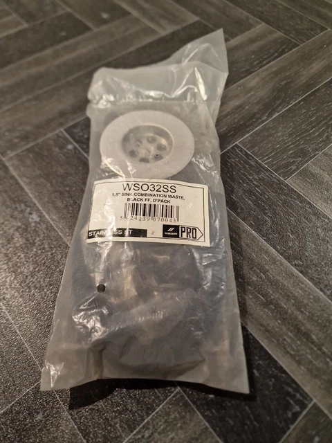 MACDEE BLACK KITCHEN Sink Plug Chain Overflow Combination Waste 1.5 ...