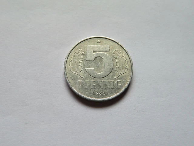 RARE EAST GERMAN Coin - 5 Pfennig 1968 A - DDR - Deutsche Demokratische ...