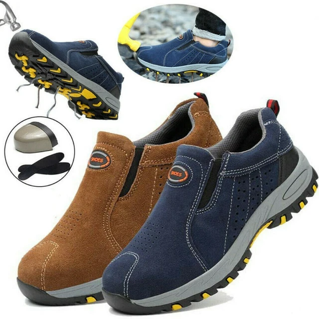 UK MENS SAFETY Shoes Steel Toe Cap Work Boots Slip On Shoes Protect ...
