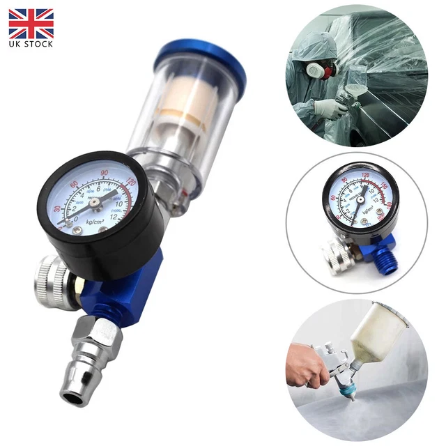MINI NEW AIR Pressure Regulator Gauge Spray Gun In-Line Water Trap Air ...