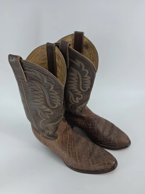 JUSTIN VTG 8536 Brown ‘Elephant Print’ Western Cowboy Boots Men’s 10 D ...