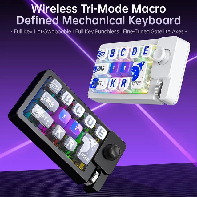 PROGRAMMABLE MACRO MECHANICAL Keyboard Tri-Mode Bluetooth Wireless ...
