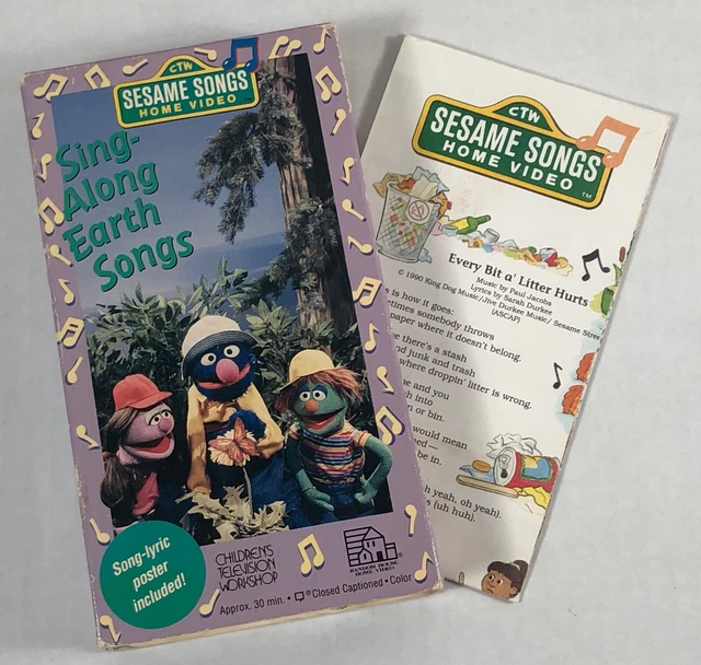 SESAME STREET VHS Sing Along Earth Songs with Lyrics Poster Earth Day ...