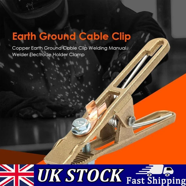 COPPER EARTH GROUND Electrode Holder Earth Ground Cable Clip Crocodile ...