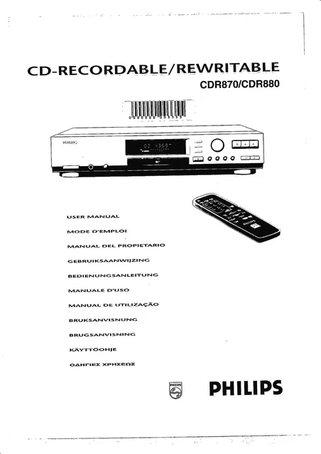 BEDIENUNGSANLEITUNG-OPERATING INSTRUCTIONS POUR Philips Cdr 870, Cdr 880 EUR 12,36 - PicClick FR