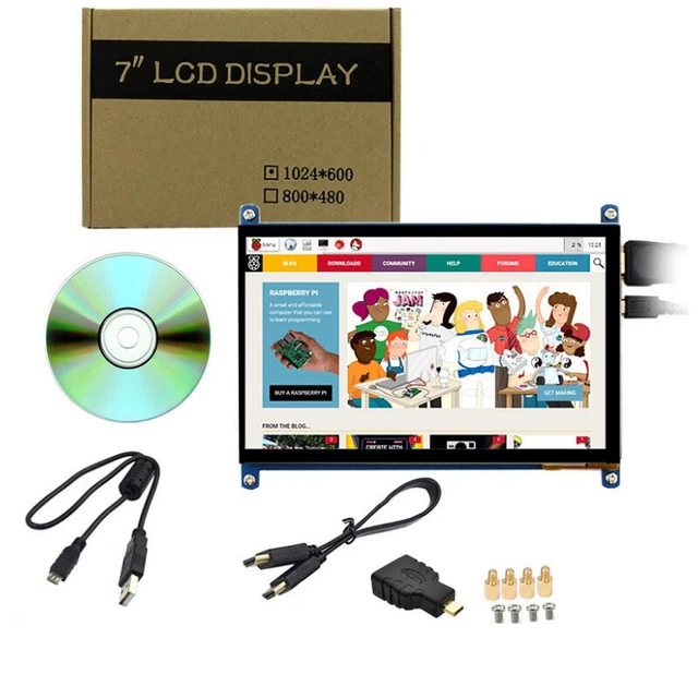 7'' INCH 1024X600 Monitor Raspberry Pi 3 4 Touchscreen HDMI IPS LCD ...