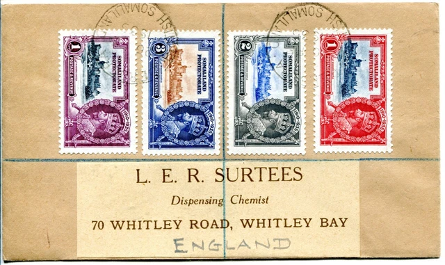 1935 SILVER JUBILEE Somaliland Protectorate set on cover to England £25 ...