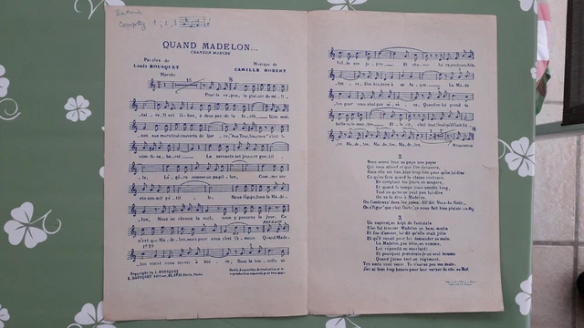 PARTITION CHANSON QUAND madelon, LINE RENAUD, de LOUIS BOUSQUET, CAMILLE ROBERT EUR 1,20 ...
