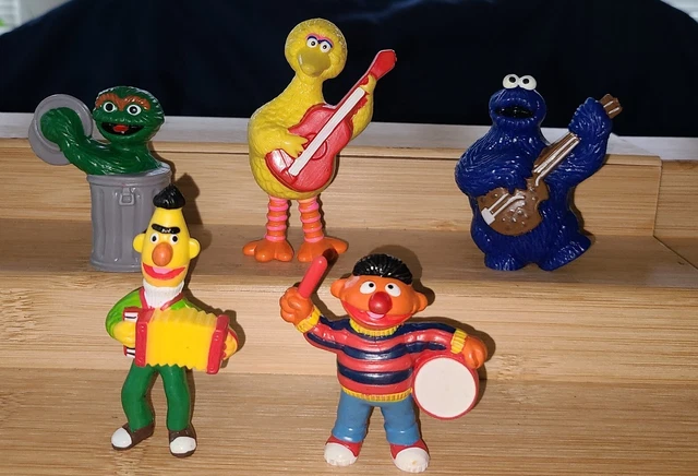 LOT 5 FIGURINES Vintage 1982 Sesame Street Band Guitare Batterie Cookie ...