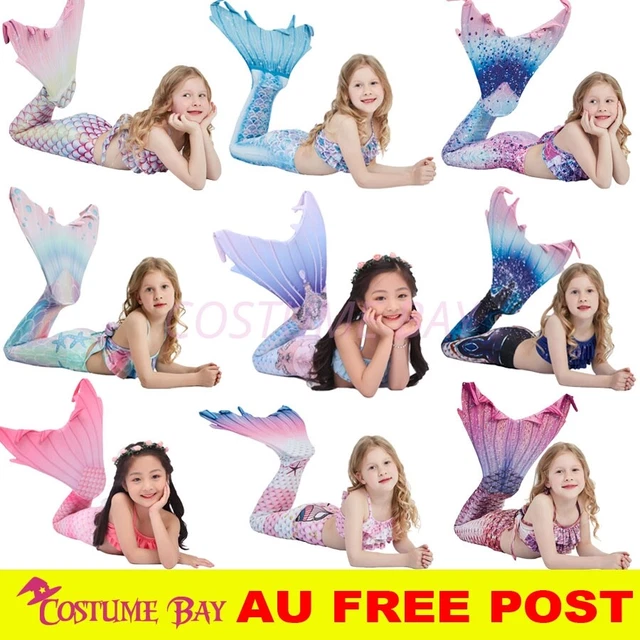 KIDS GIRLS MERMAID Tail Bikini Swimming Set Swimmable Costume Swimwear ...