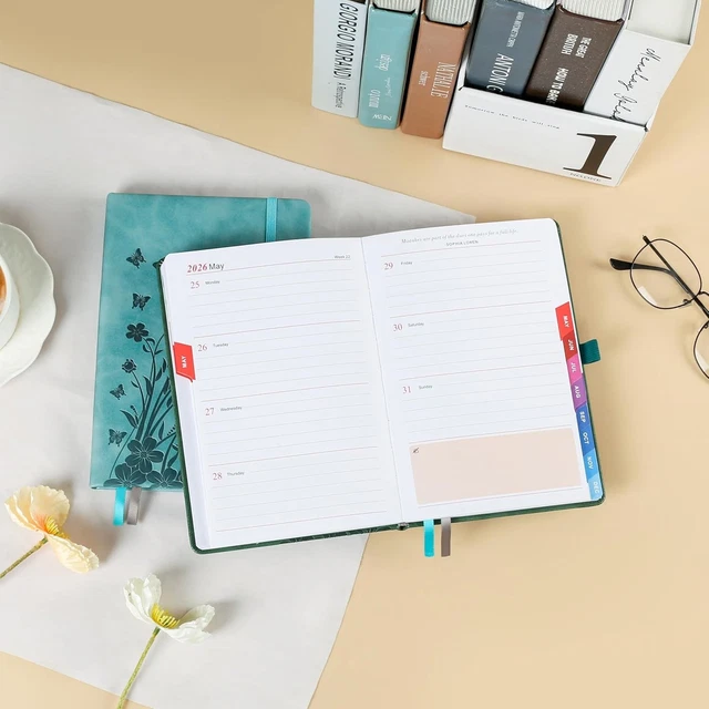 DIARY 2026 A5 Week-to-View Planner (Jan - Dec 2026) – Teal, Floral ...