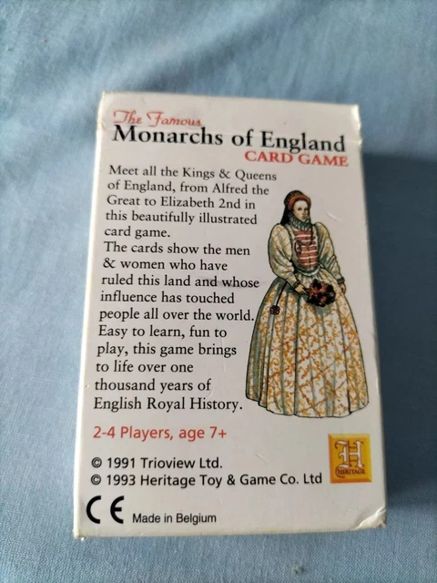 THE FAMOUS MONARCHS of England Playing Card game by Heritage 1993 with ...