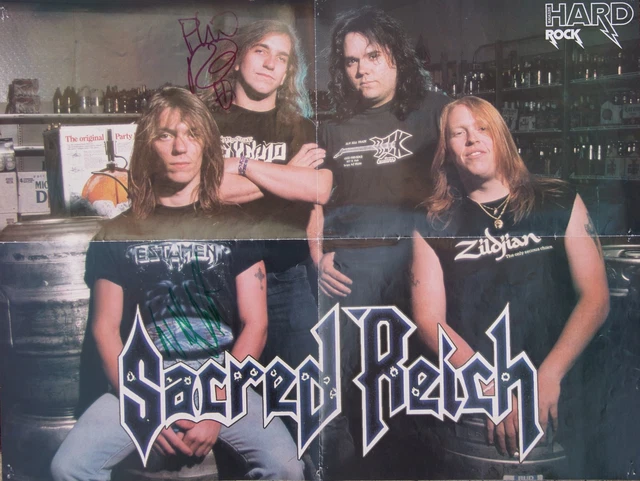 AUTOGRAPH SACRED REICH PHIL RIND ARNETT poster signed hard rock thrash ...