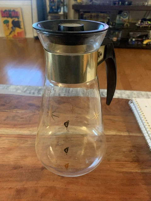VINTAGE PYREX CORNING 1960s Atomic Star Burst 6 Cup Coffee Pot Carafe £ ...