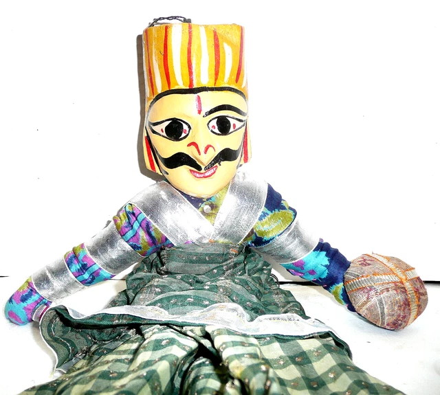 VINTAGE RARE MARIONETTE Theatre Puppet Hand Carved Wood Head 25''L ...