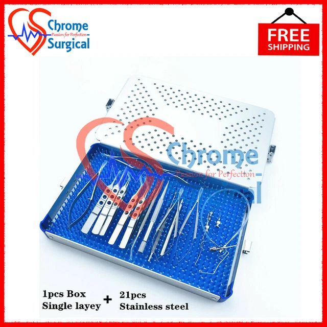 21 PCS OPHTHALMIC Cataract Eye Micro Surgery Surgical Instruments With ...