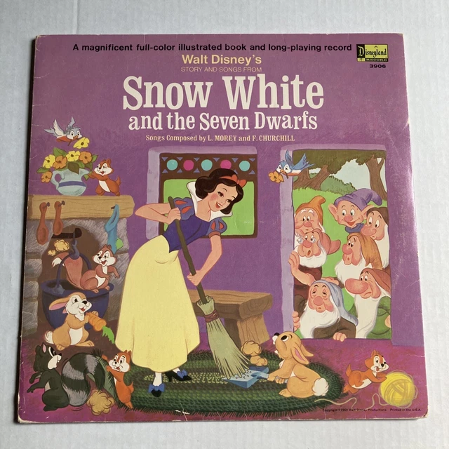 WALT DISNEY SNOW White Seven Dwarfs Story Songs Book & LP Record ...