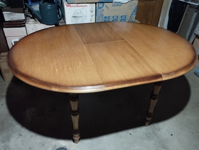 TABLE RONDE SALLE à manger plateau chêne massif avec rallonge. 4 à 6 ...