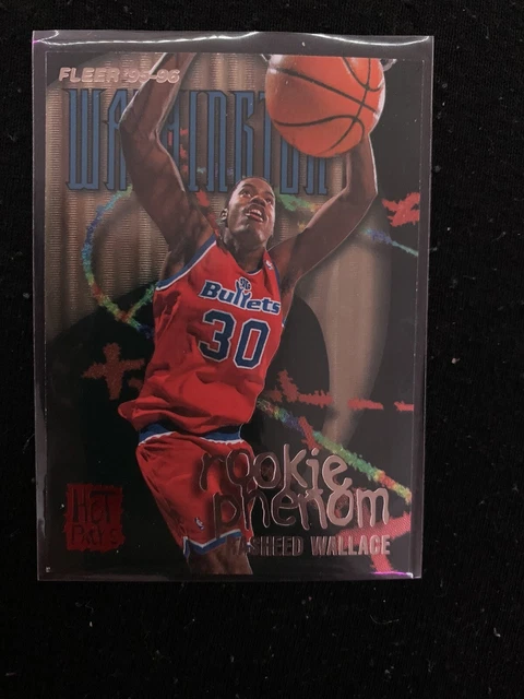1995-96 FLEER RASHEED Wallace recrue Phenom Washington Bullets EUR 1,10 ...