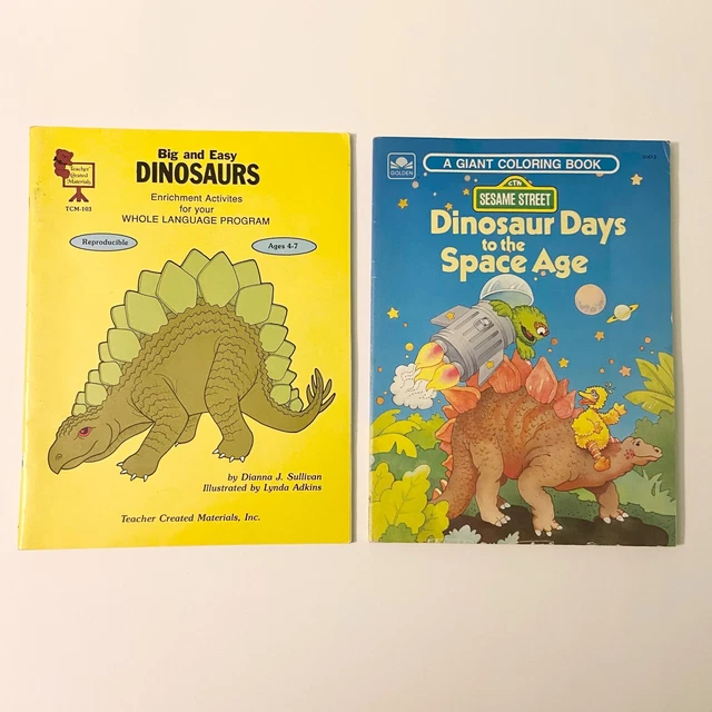 VINTAGE 1980S DINOSAURS Activity Book and Sesame Street Giant Coloring ...