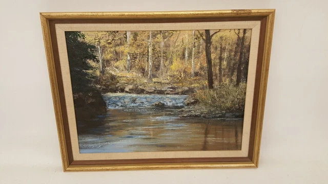 LISTED ARTIST LES Hamilton Peters painting 'Trout Pool' signed framed ...