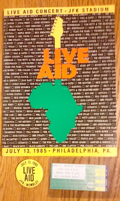 LIVE AID 1985 US concert Original Programme, Ticket & Badge Vintage Led ...