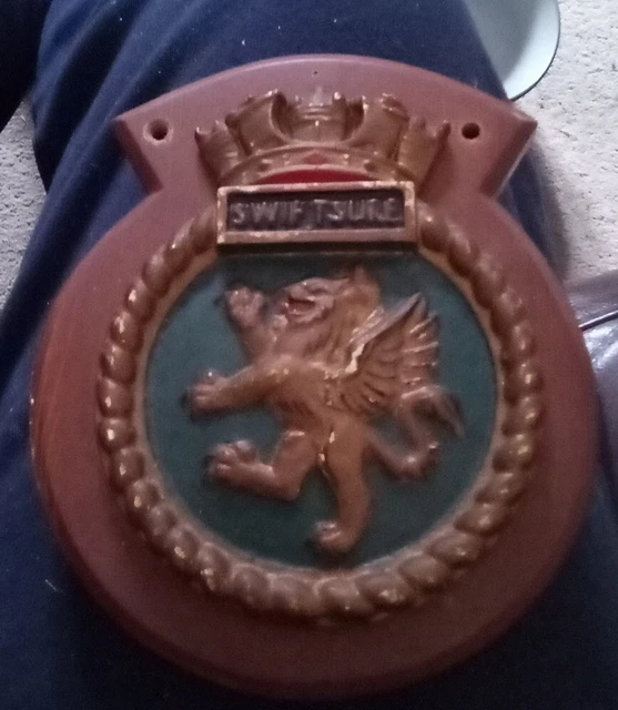 VINTAGE ROYAL NAVY Ship's Crest "HMS Swiftsure" 1970s Nuclear Submarine ...