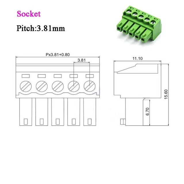 RIGHT ANGLE 2PIN 3.81mm KF2EDG PCB Terminal Block Screw Connectors Male ...