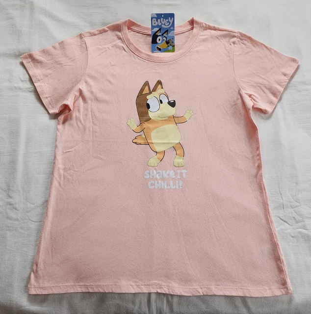 BLUEY LADIES SHAKE It Chilli Pink Printed Short Sleeve T Shirt Size XL ...