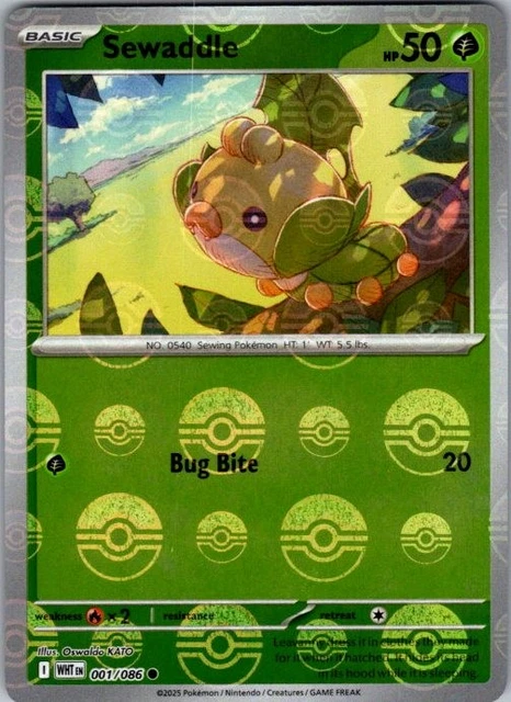 POKEMON | SV: White Flare | Sewaddle (Poke Ball Pattern) | 001/086 | NM Holo £2.74 - PicClick UK