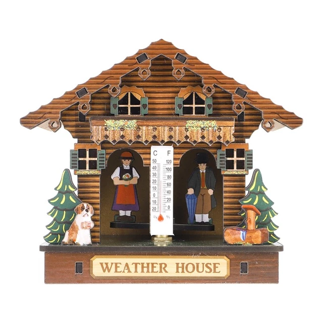 WEATHER HOUSE FOREST Weather House with Man and Woman Wood Chalet ...