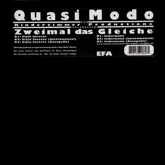 QUASI MODO INTRODUCING Zweimal Das Gleiche - (Vinyl 12" - 1998 - DE ...