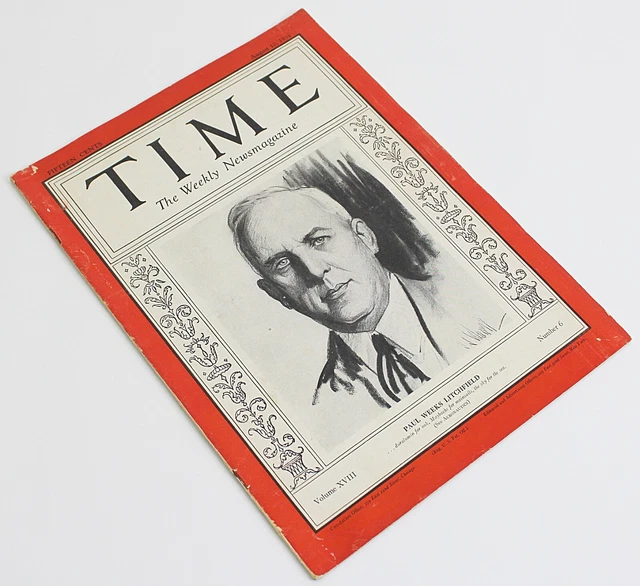 1931 TIME MAGAZINE Paul Weeks Litchfield cover August 10 Complete ...