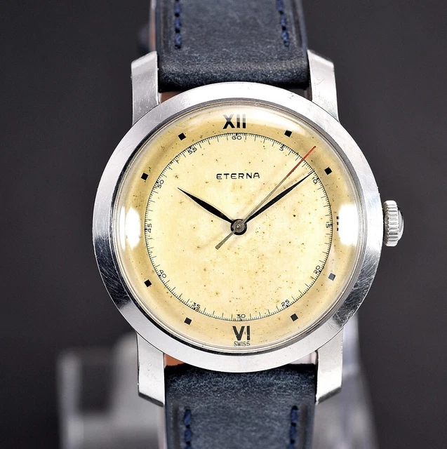 VINTAGE ETERNA CAL. 852 JUMBO , steel 38mm screw case, TwoTone Dial 50 ...