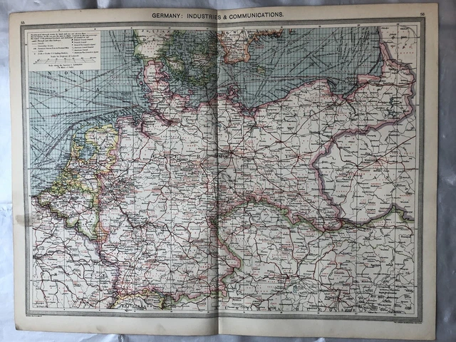ANTIQUE MAP OF Germany 1909 - Vintage Edwardian Map - Imperial Germany ...