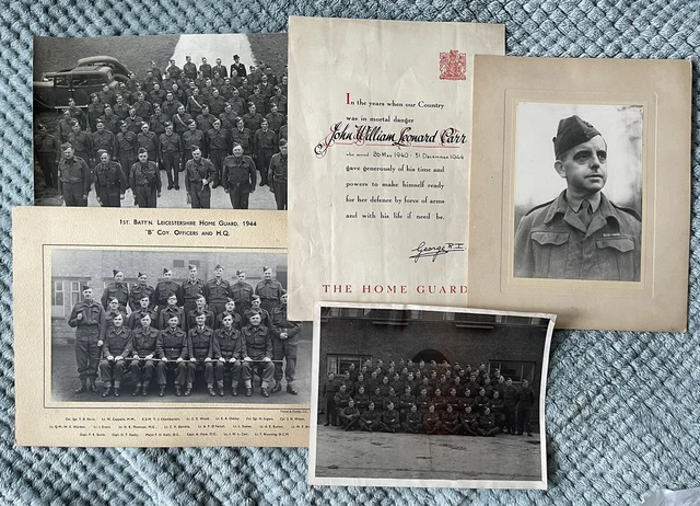 WW2 PERIOD HOME Guards Certificate & Photographs, John William Leonard ...