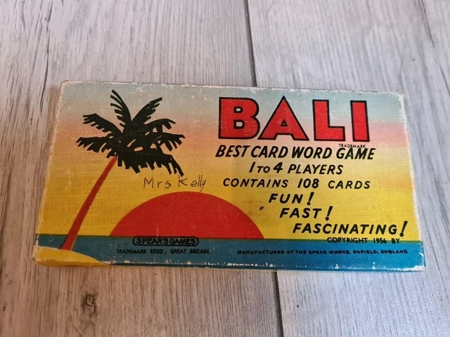 VINTAGE 1956 SPEARS Games BALI Best Card Word Game Scrabble board ...