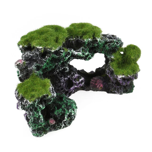 RESIN FISH TANK Cave Moss Bridge Decor Aquarium Rockery Coral $26.99 ...